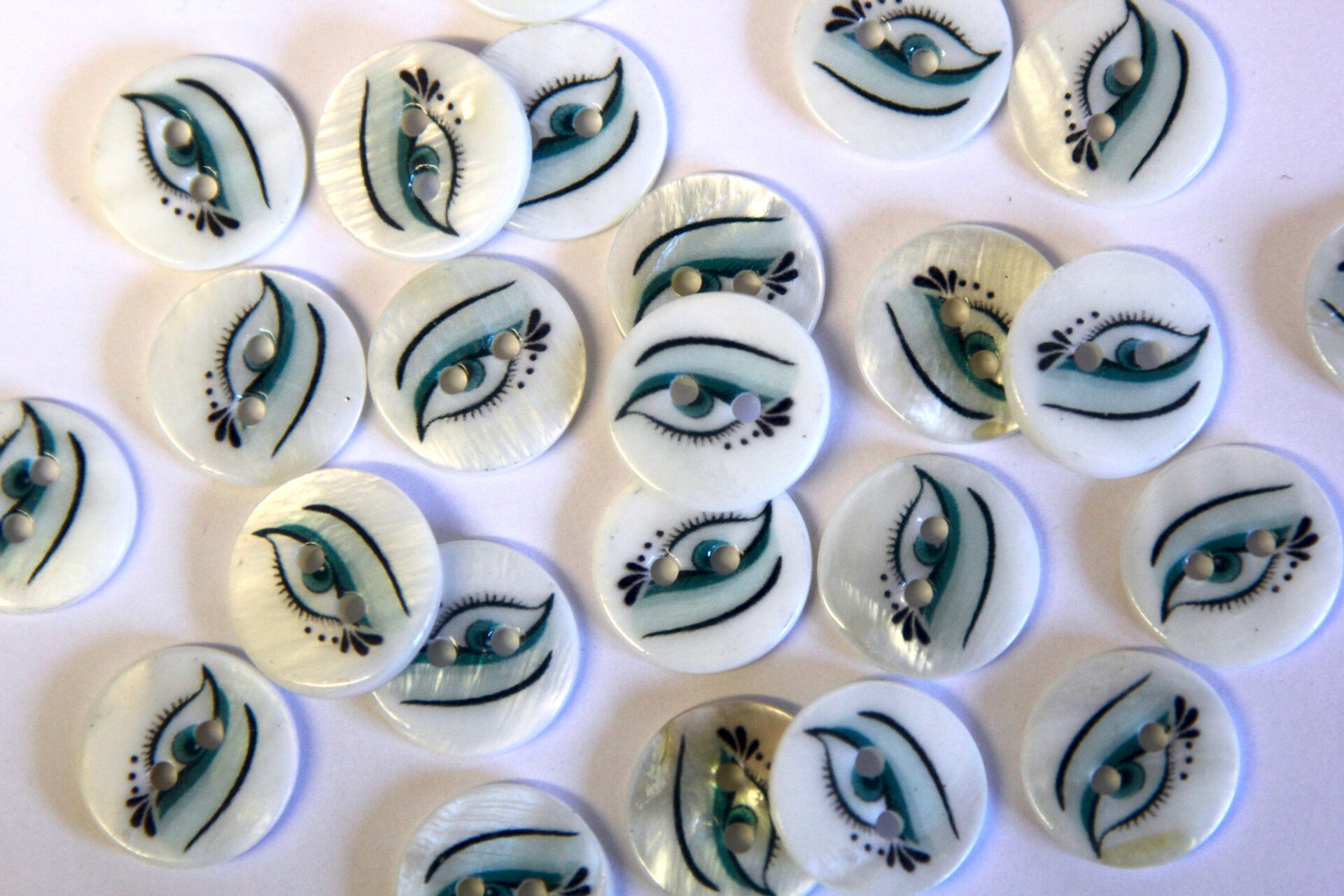 Eye Buttons - Digitally Printed Mother of Pearl - 15mm & 23mm - Dot To ...