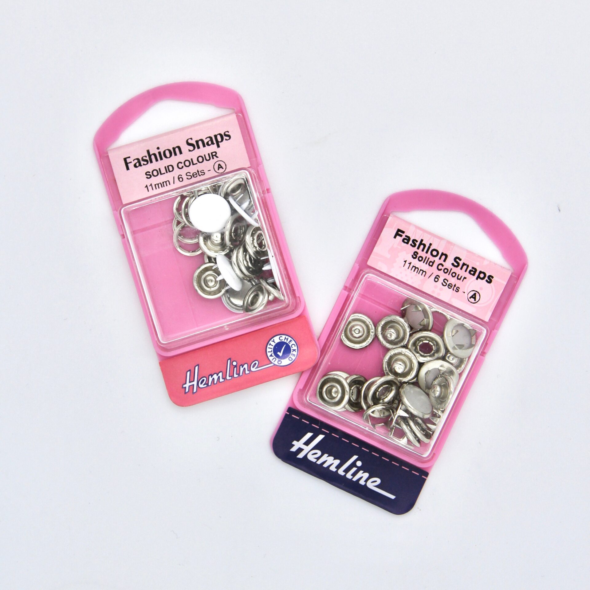 Fashion Snaps - Solid Colour - Set of Six - 11mm White or Pearl Headed ...