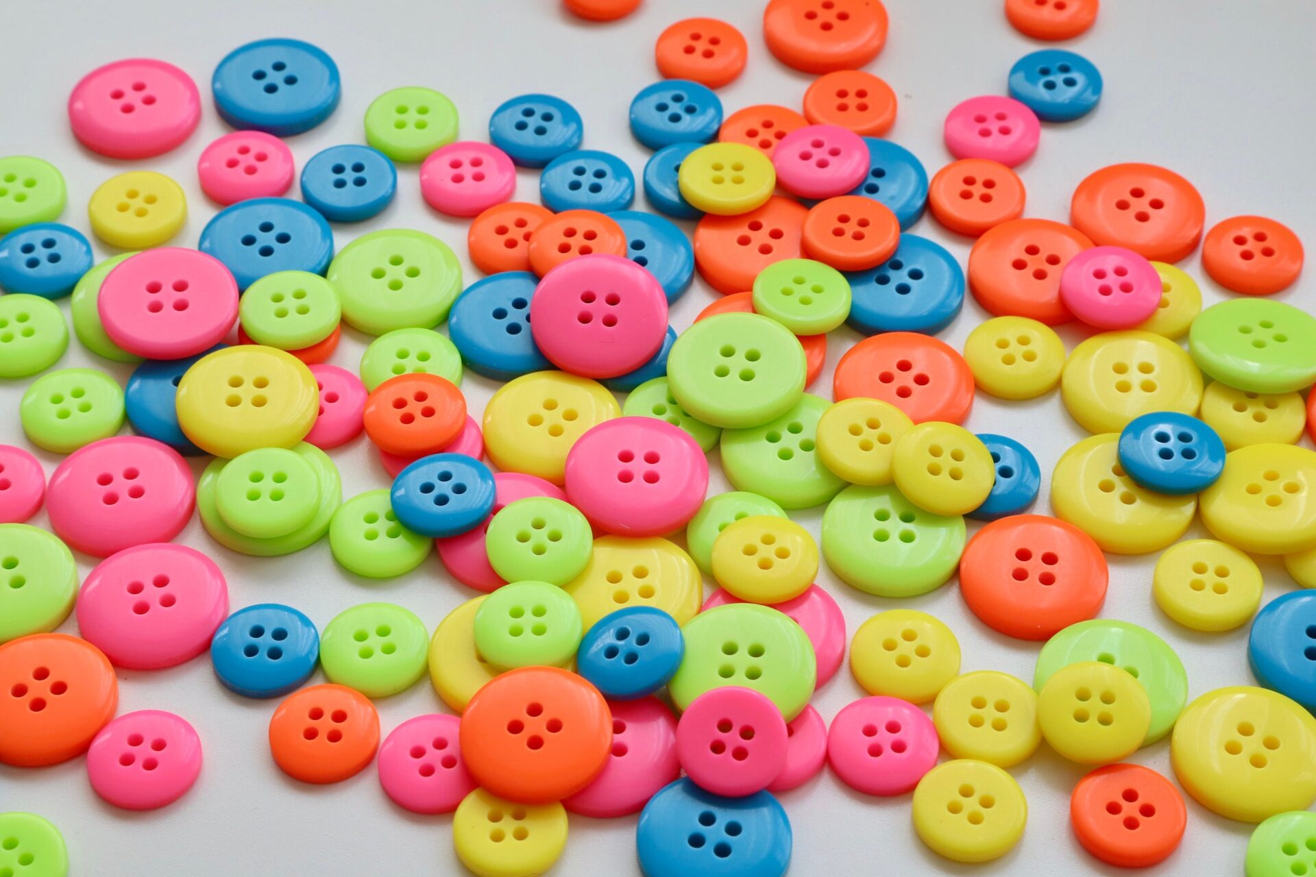 Pair of Plastic Neon Buttons - 14mm & 19mm - Dot To Dot Studio