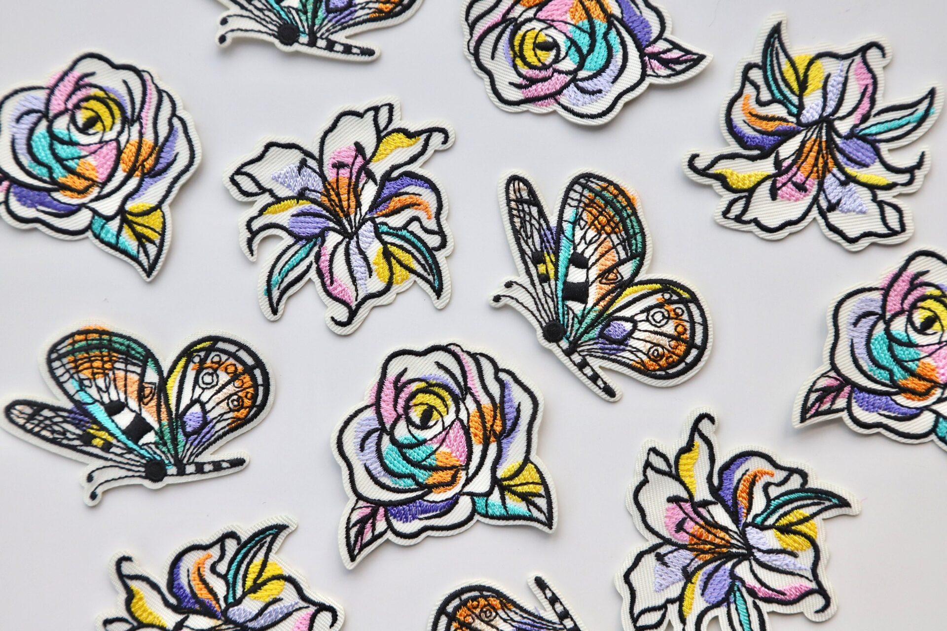 Paint Splash Line Drawing Patches - Flowers | Dot To Dot Studio