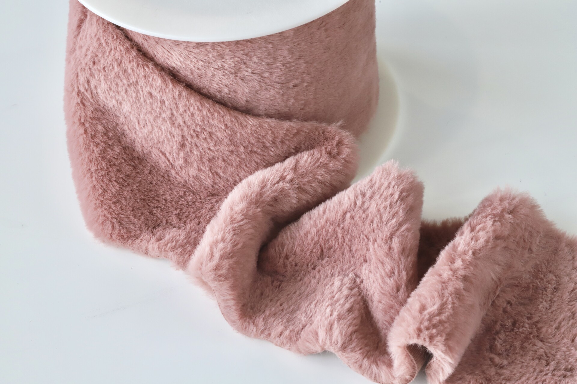 Dusky Pink Luxury Faux Fur Trim - 10cm Wide - Dot To Dot Studio