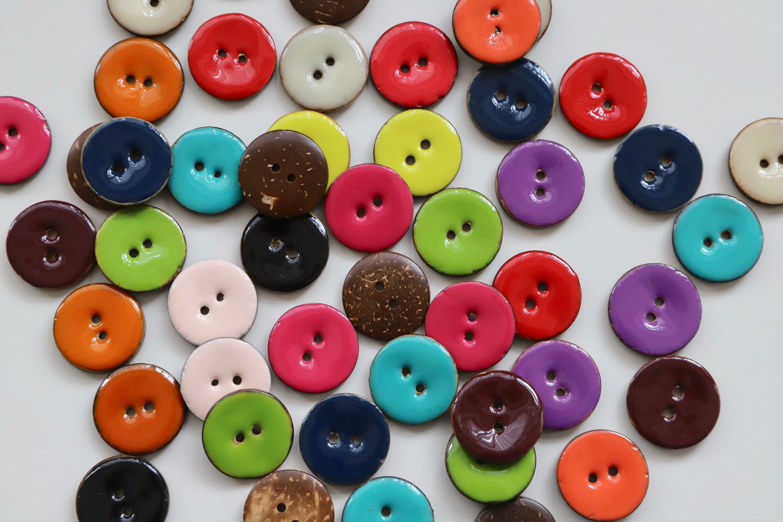 Colourful Enamelled Coconut Buttons - Dot To Dot Studio