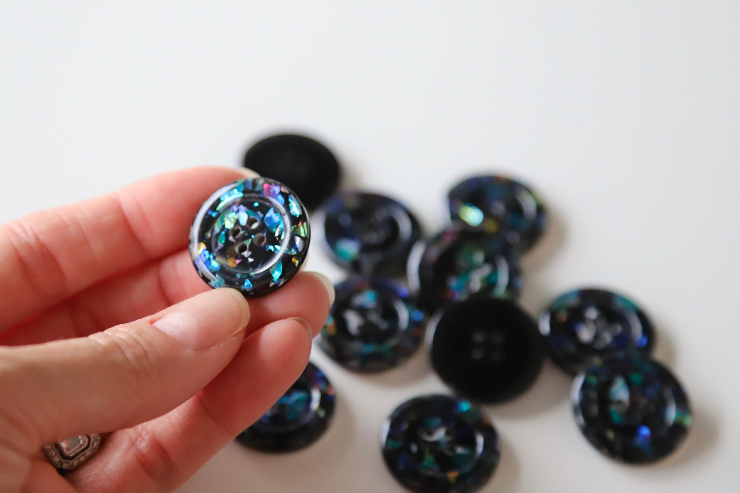 Chunky Plastic Iridescent Sparkle Buttons - 20mm & 26mm - Dot To Dot Studio