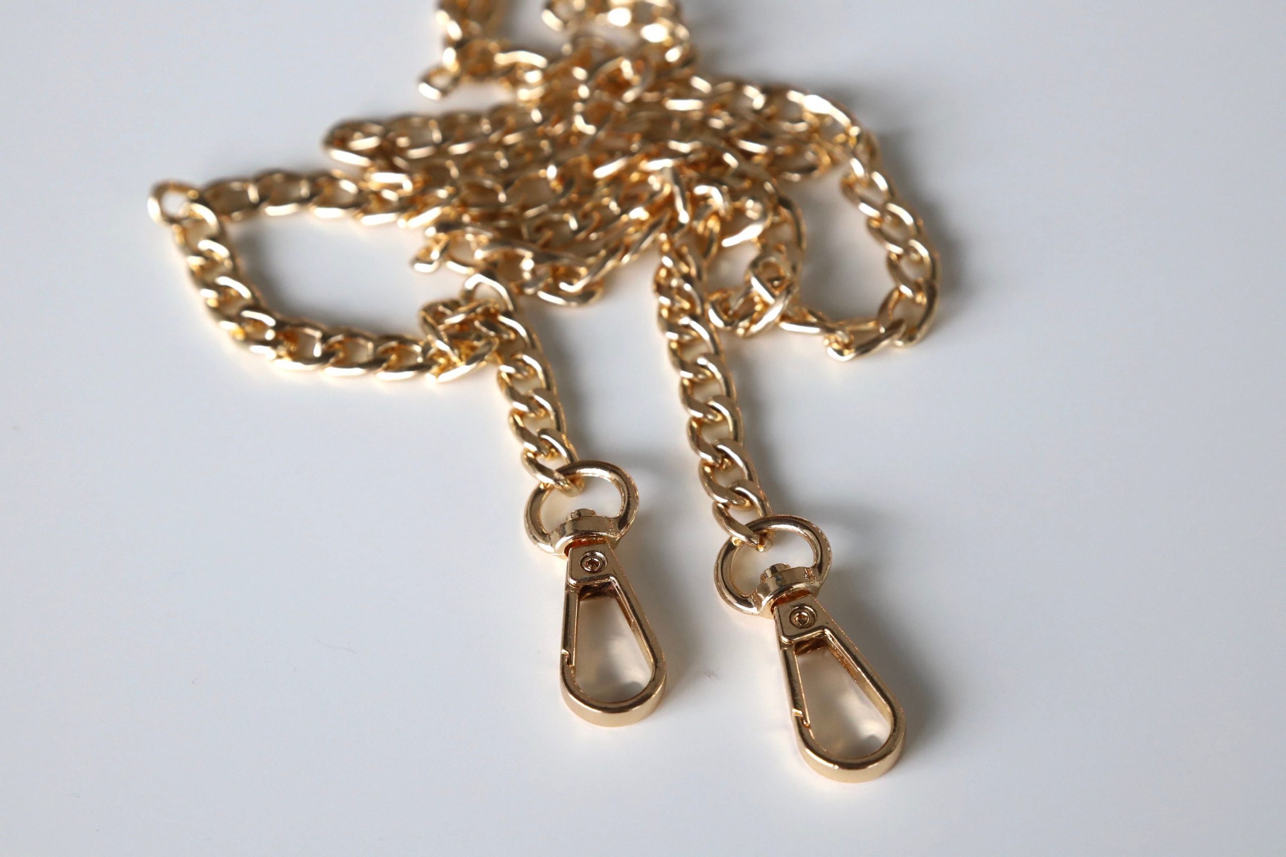 Gold Bag Chains - 120cm Chain Handle/Strap with Swivel Clip Ends - Dot ...