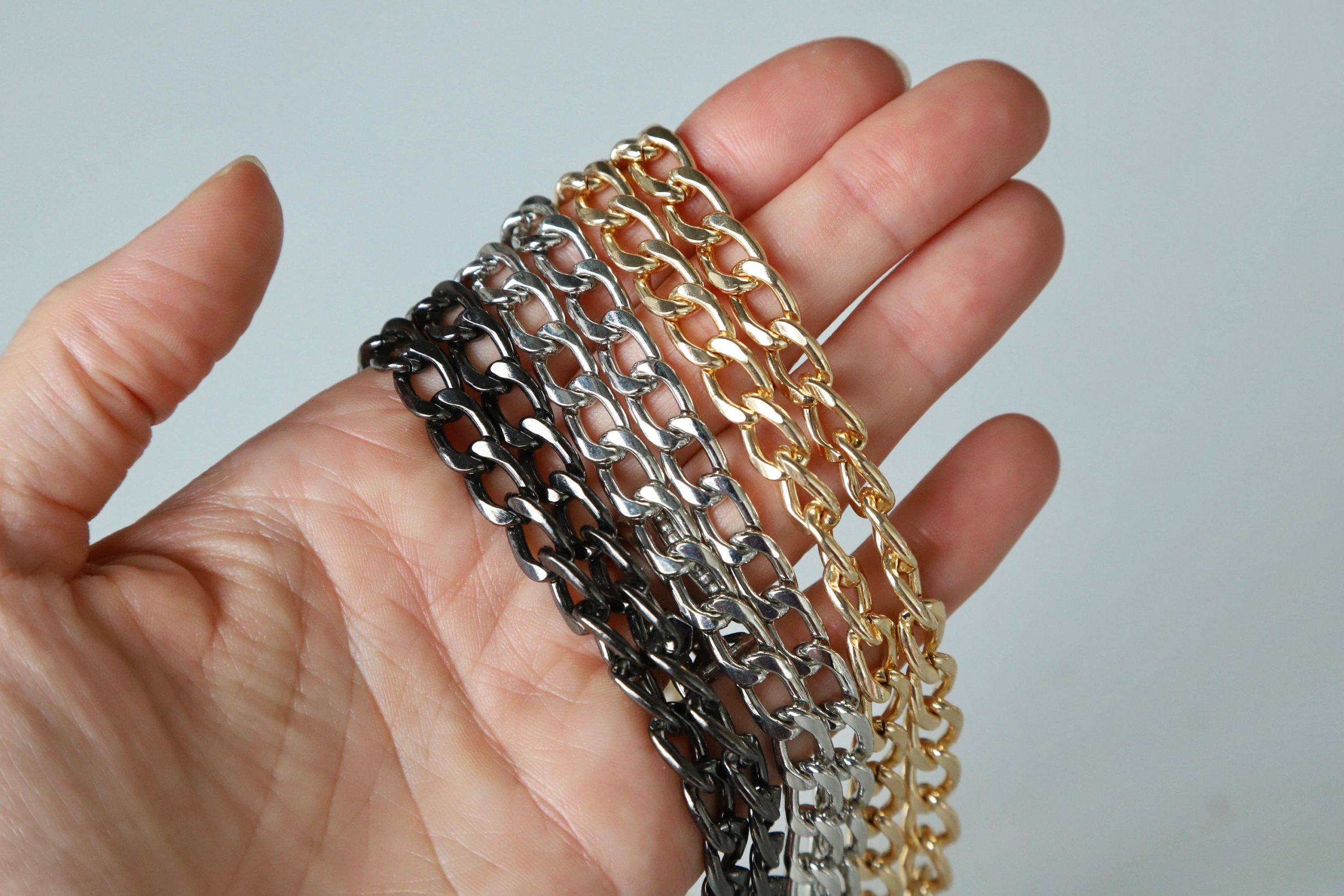 Silver Bag Chains - 90cm Chain Handle/Strap with Swivel Clip Ends - Dot ...