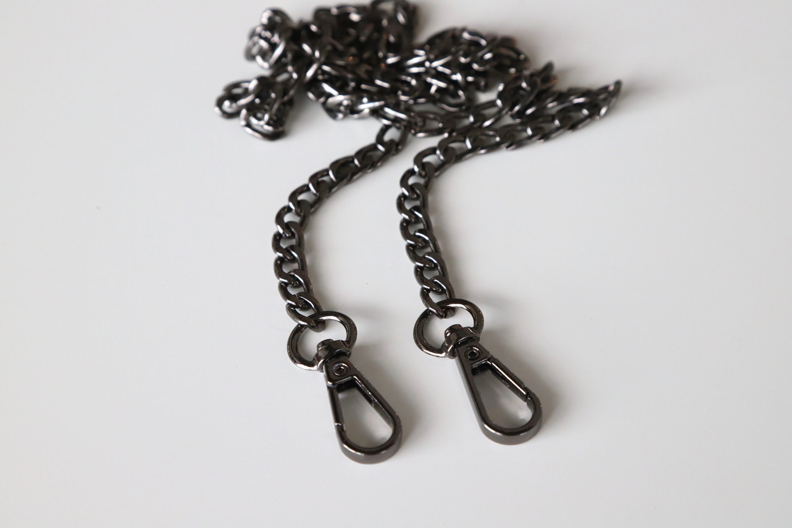 Gun Metal Bag Chains - Pair of 60cm Chain Handles with Swivel Clip Ends ...