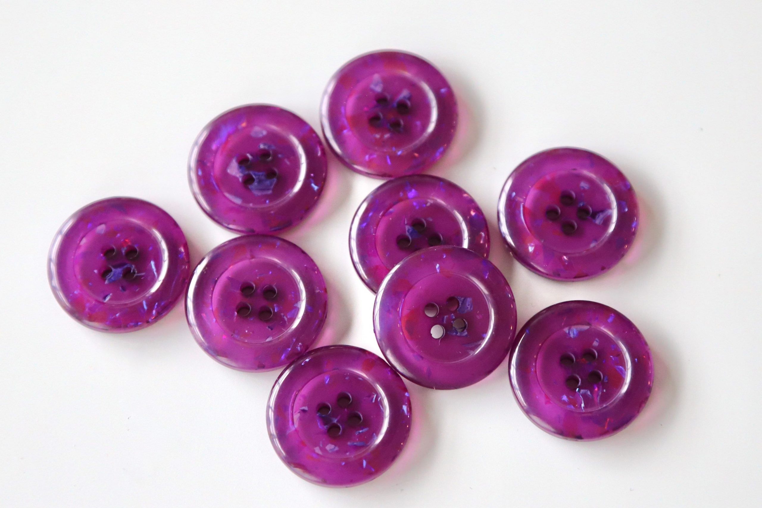Chunky Plastic Iridescent Sparkle Buttons - 20mm & 26mm - Dot To Dot Studio