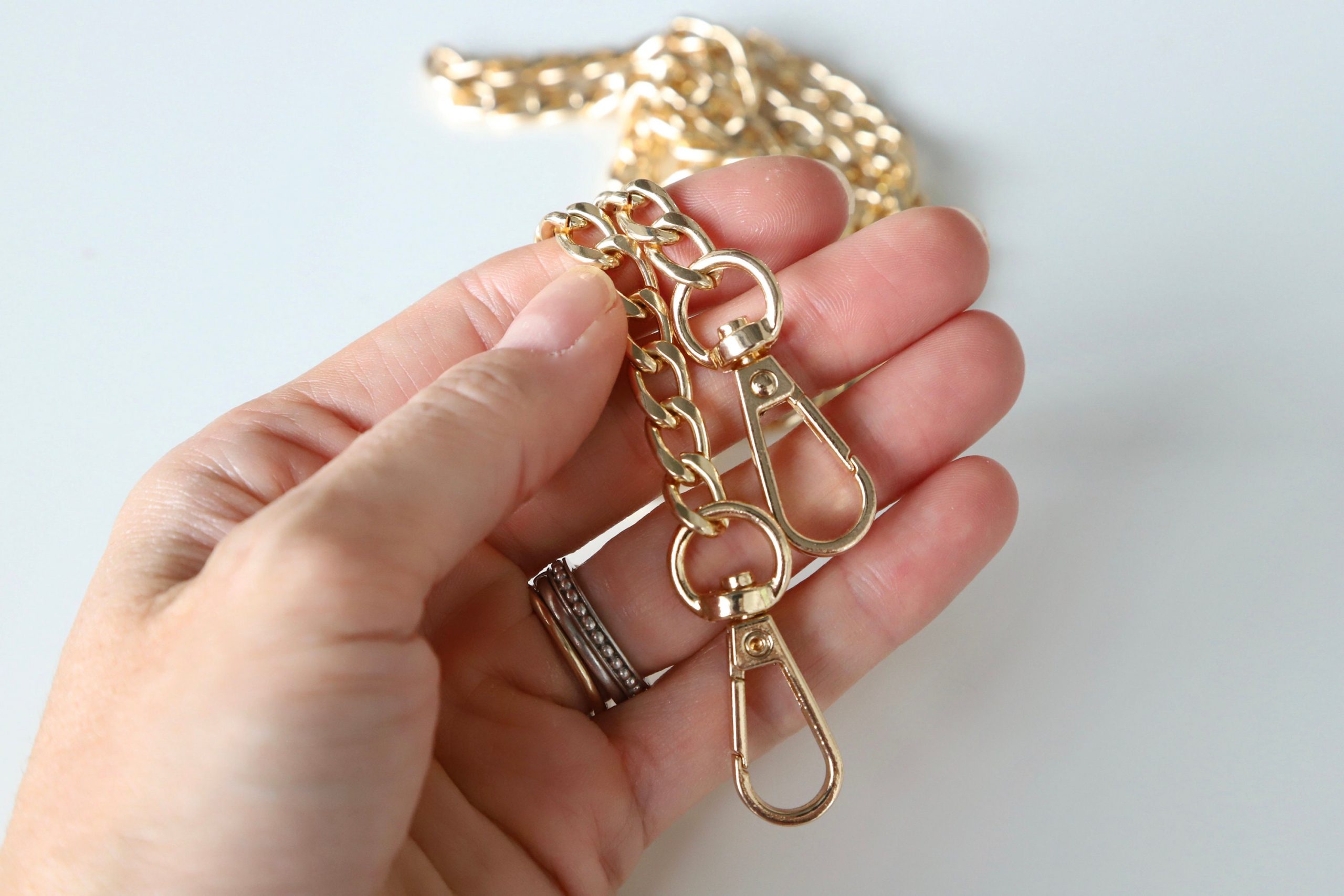 Gold Bag Chains - 120cm Chain Handle/Strap with Swivel Clip Ends - Dot ...