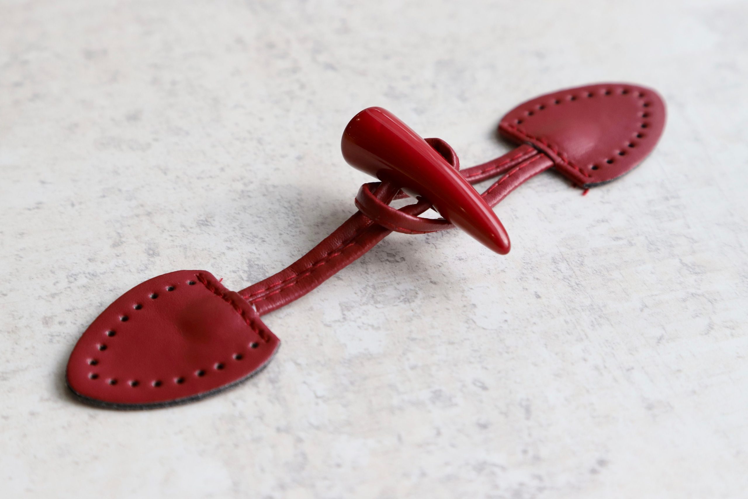 Vegan 'Leather' Duffle Coat Toggles - 50mm - Burgundy - Dot To Dot Studio