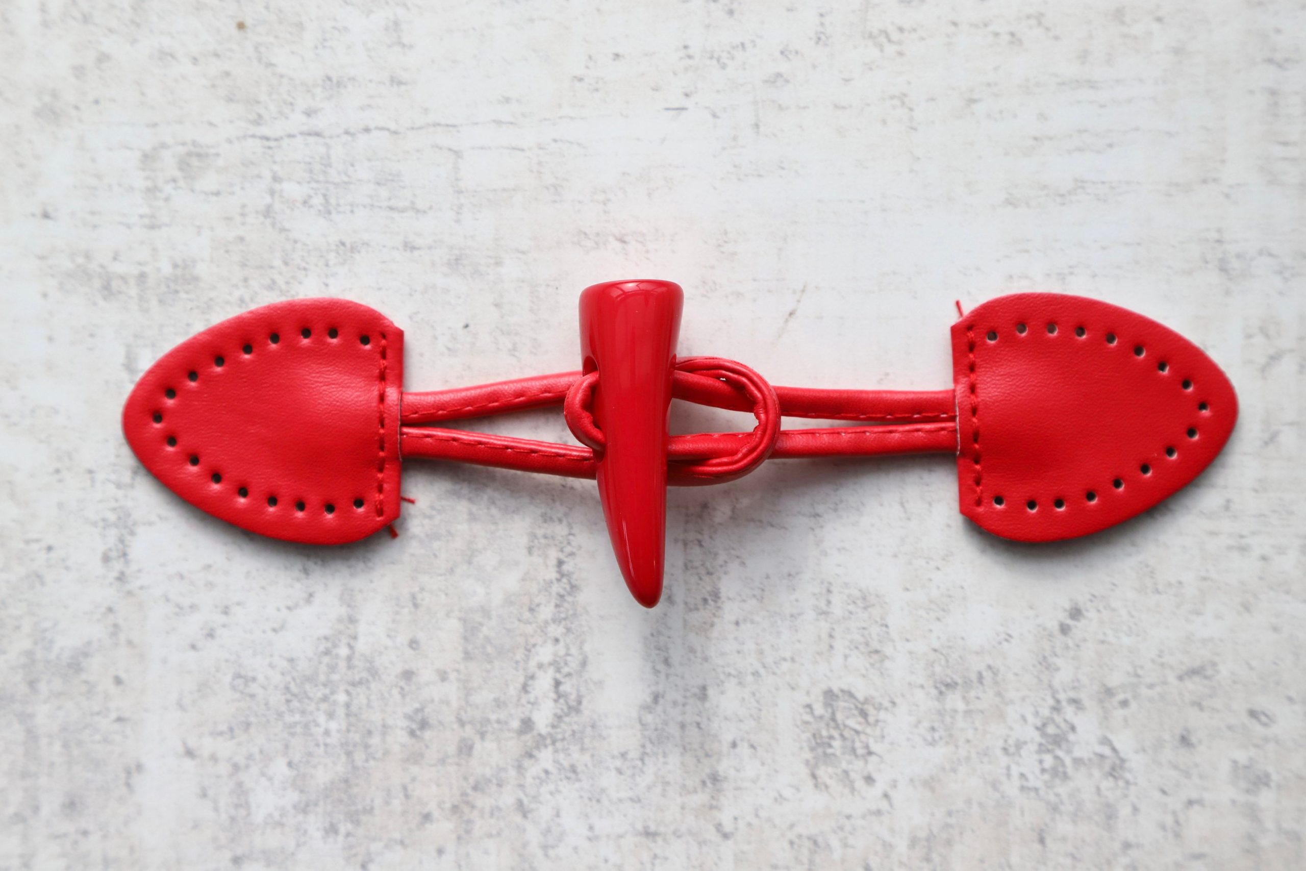 Vegan 'Leather' Duffle Coat Toggles - 50mm - Bright Red | Dot To Dot Studio