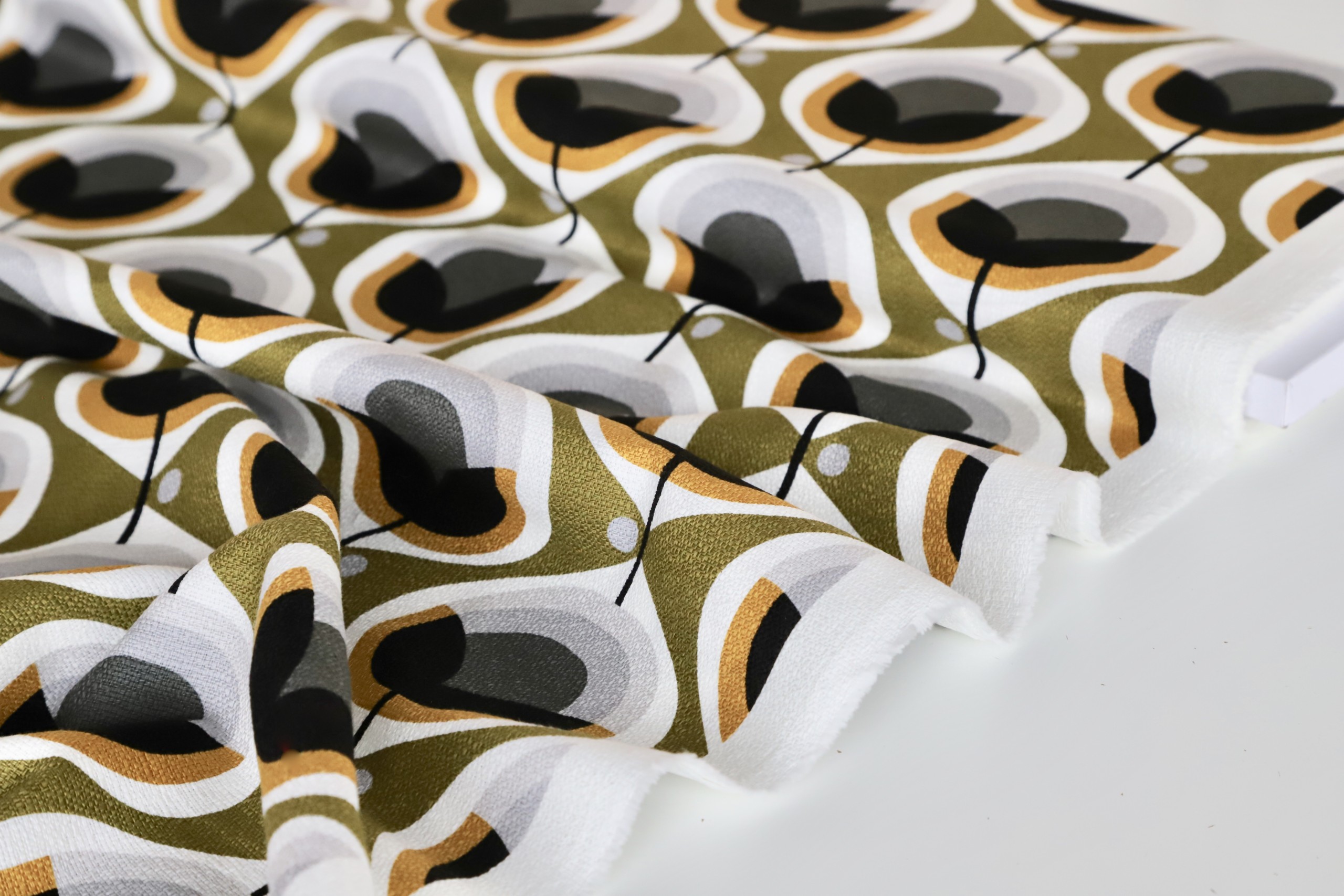 Modern Retro Barkcloth - Olive - Dot To Dot Studio