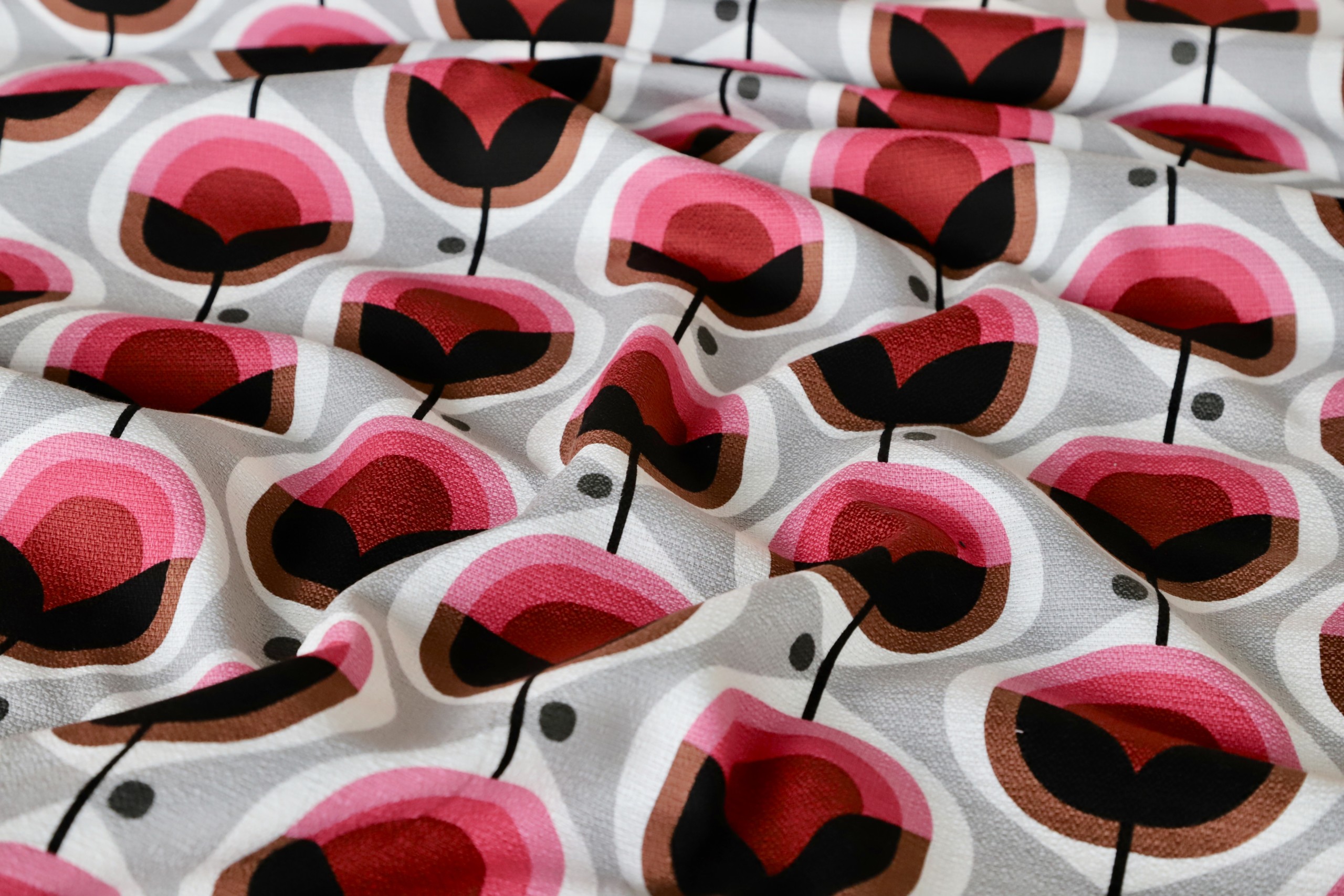 Modern Retro Barkcloth - Pink - Dot To Dot Studio