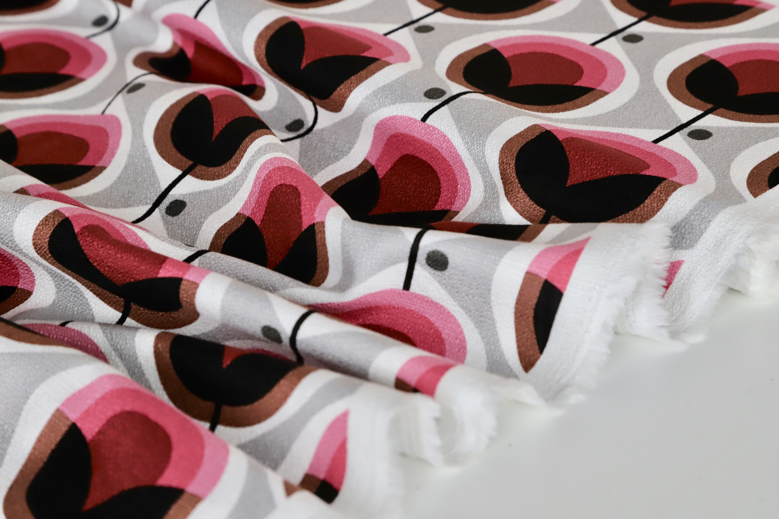 Modern Retro Barkcloth - Pink - Dot To Dot Studio