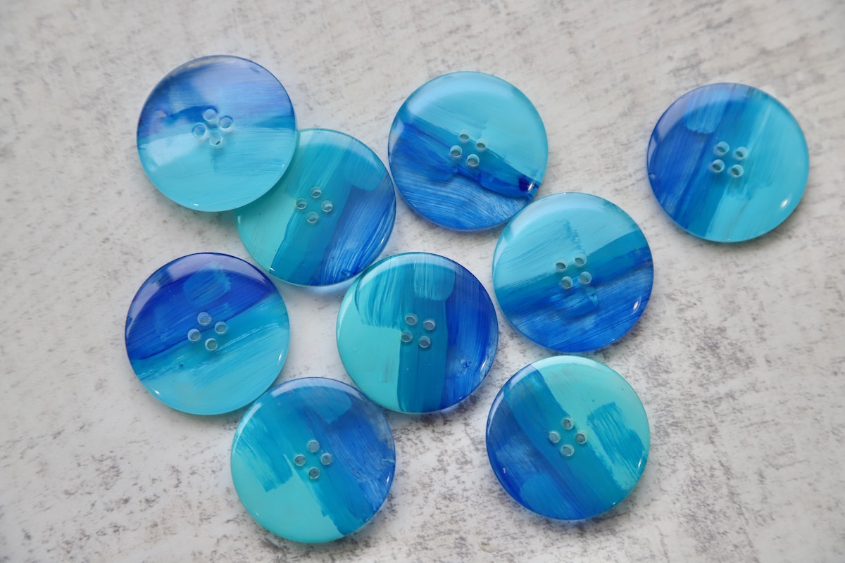 Handpainted Chunky Buttons - Blues - Dot To Dot Studio