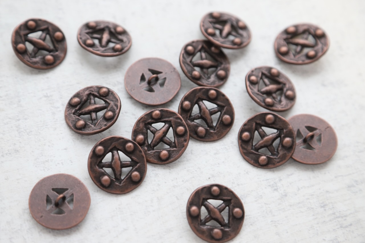 Saxon Shield Buttons - Antique Copper | Dot To Dot Studio