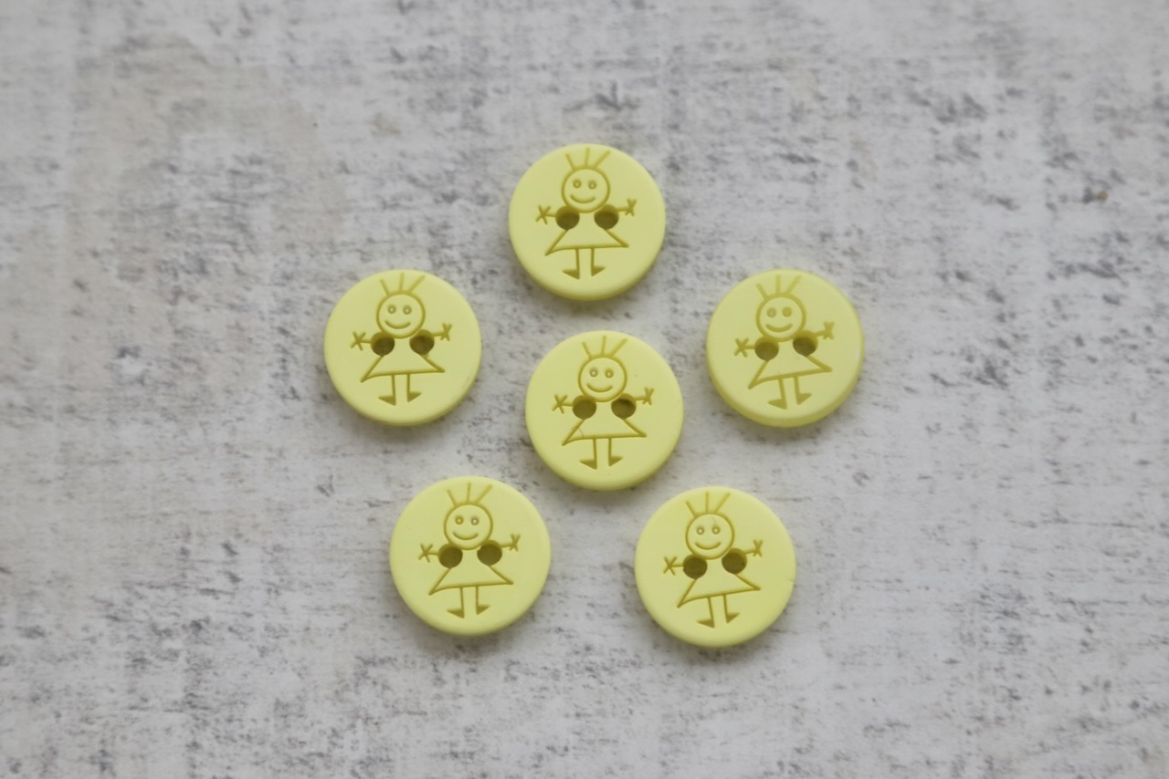 Stick Figure Girls - Set of Six Buttons - Dot To Dot Studio