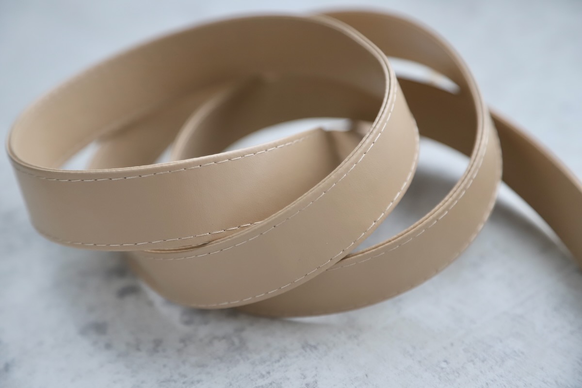 Faux Leather Webbing - Beige - Dot To Dot Studio
