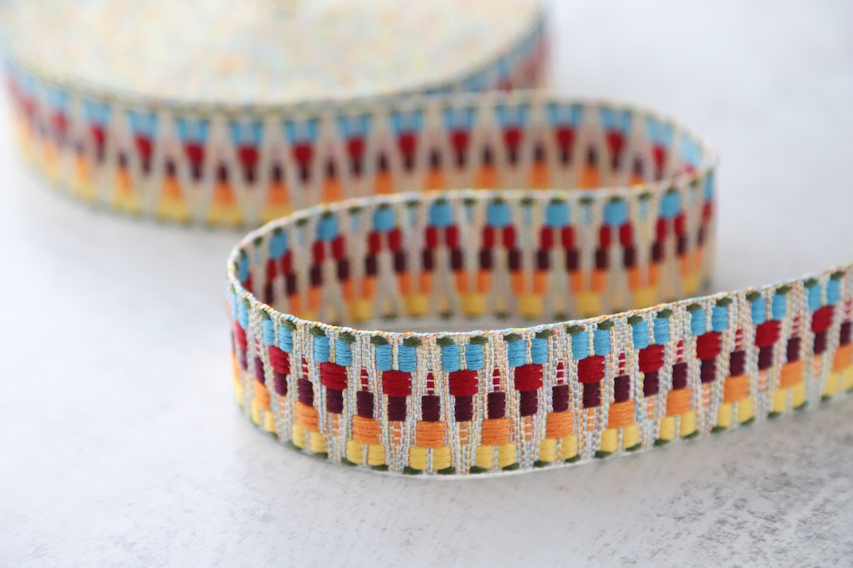 Chunky Weave Webbing - Rainbow/Beige | Dot To Dot Studio