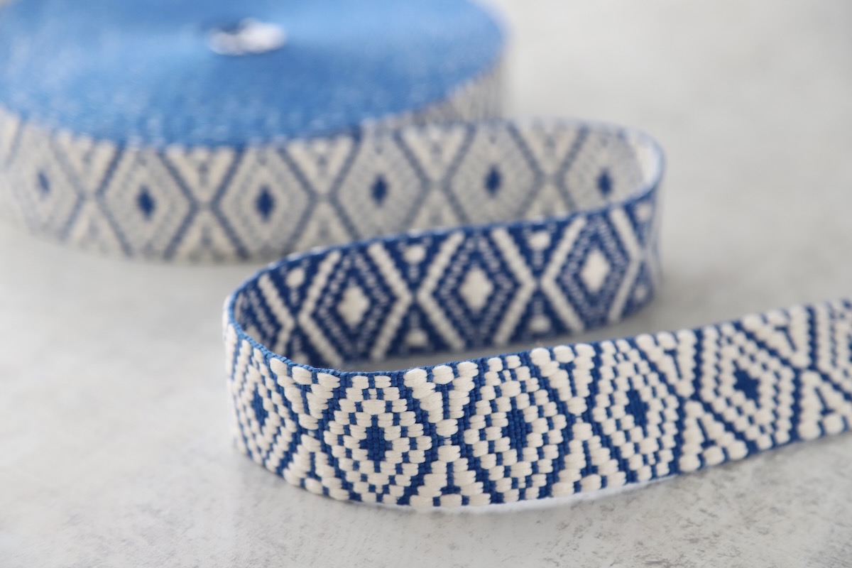 Chunky Weave Webbing - Blue/White - Dot To Dot Studio