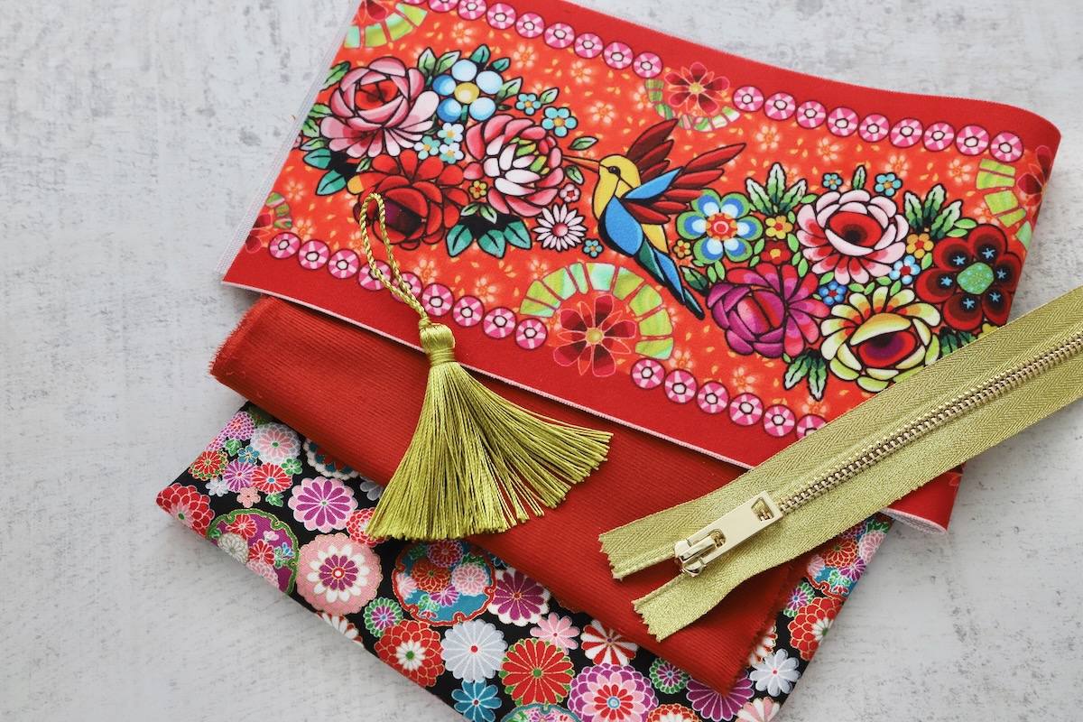 Velvet Zippy Bag Kit 8 - Millefiori Hummingbird Orange - Dot To Dot Studio